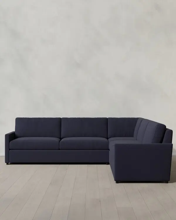 Quince Brennan L Sectional In Performance Basketweave - Navy