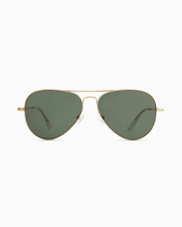 Quince Halston Polarized Aviator Sunglasses - Gold With Green Lens