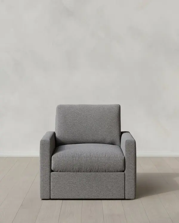 Quince Brennan Swivel Chair In Performance Basketweave - Ash