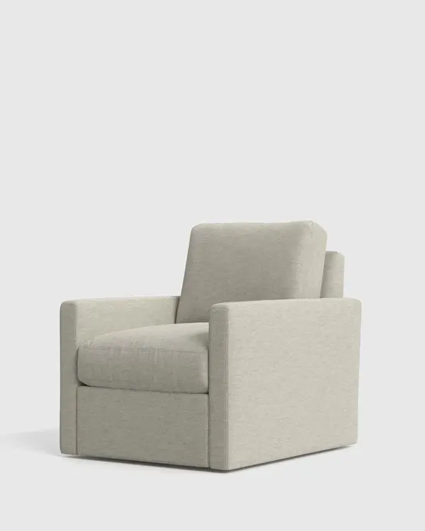 Quince Brennan Swivel Chair In Performance Basketweave - Ash