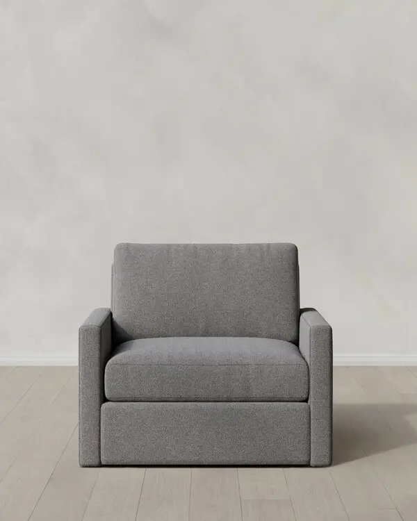 Quince Brennan Swivel Chair In Performance Basketweave - Ash