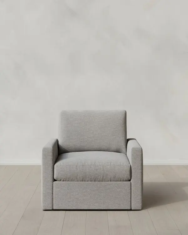 Quince Brennan Swivel Chair In Performance Basketweave - Fog