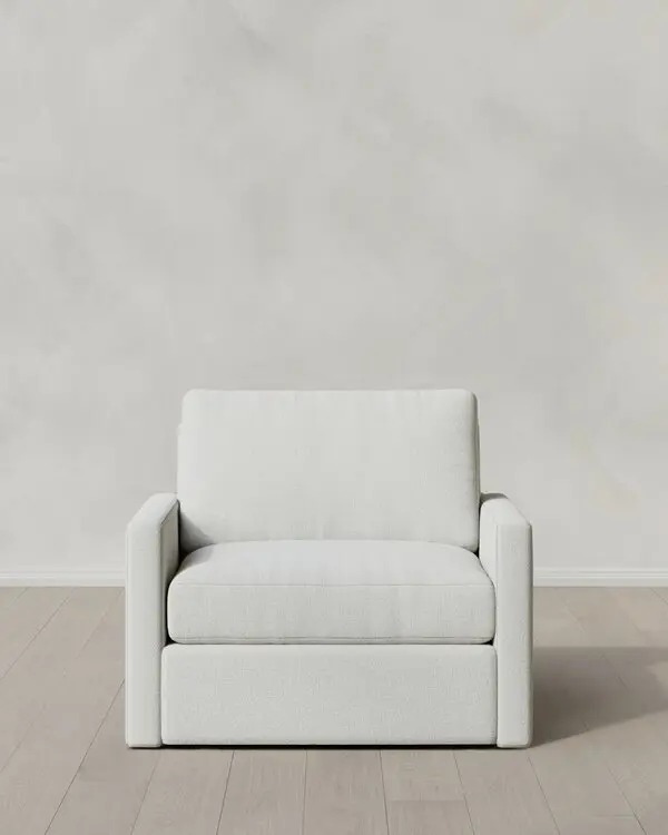 Quince Brennan Swivel Chair In Performance Basketweave - Snow