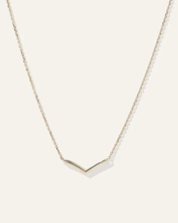 Quince 14k Gold Wishbone Pendant Necklace - Yellow Gold