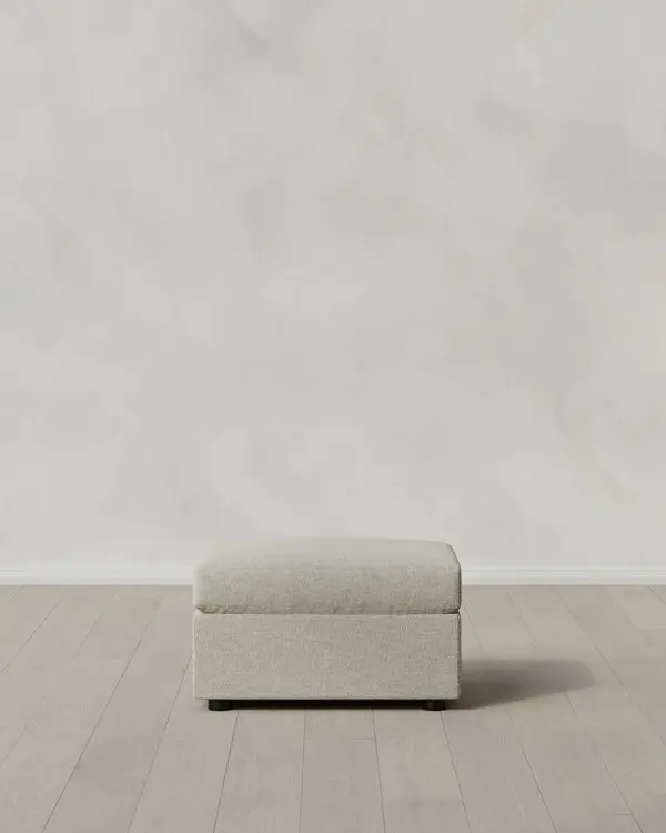 Quince Brennan Ottoman In Performance Basketweave - Flax