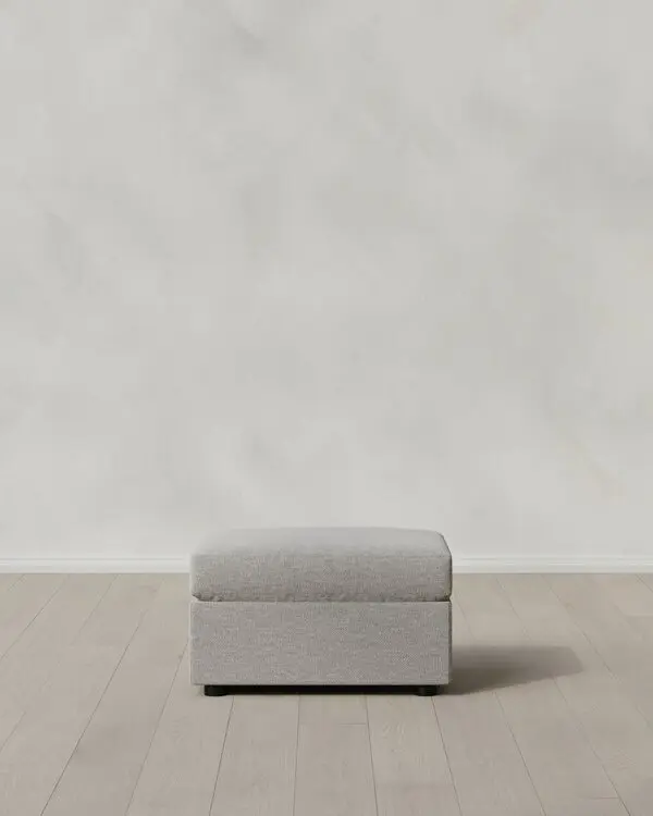 Quince Brennan Ottoman In Performance Basketweave - Fog