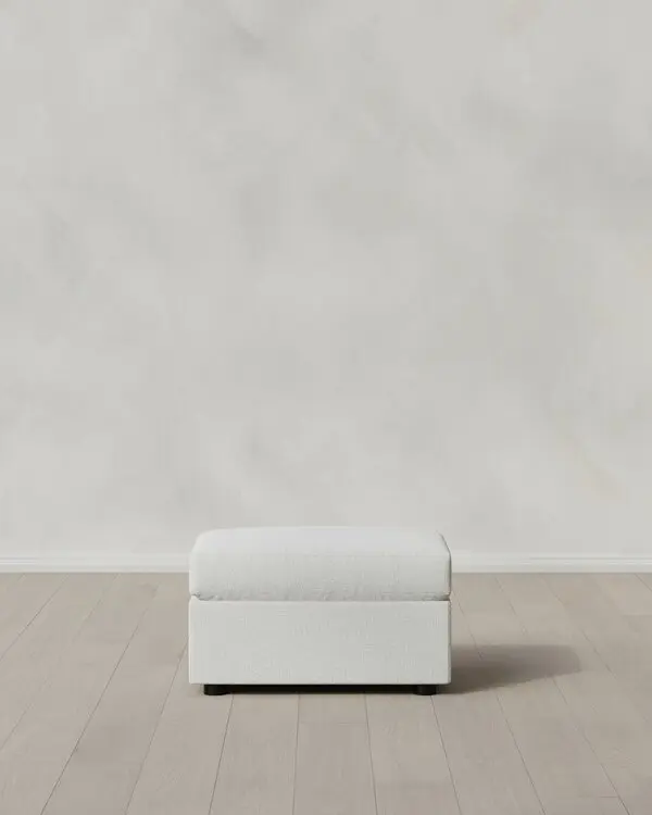 Quince Brennan Ottoman In Performance Basketweave - Snow