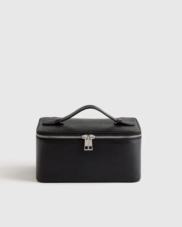 Quince Italian Leather Travel Cosmetic Case - Black