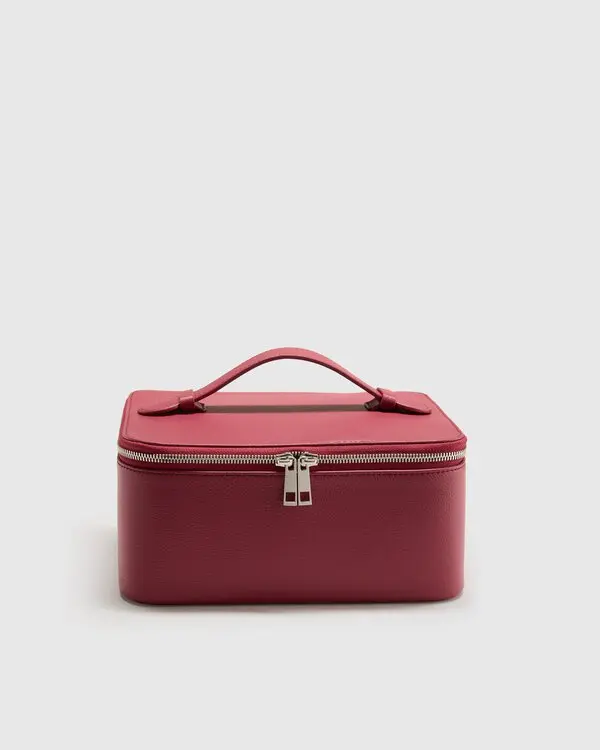 Quince Italian Leather Travel Cosmetic Case - Garnet Red