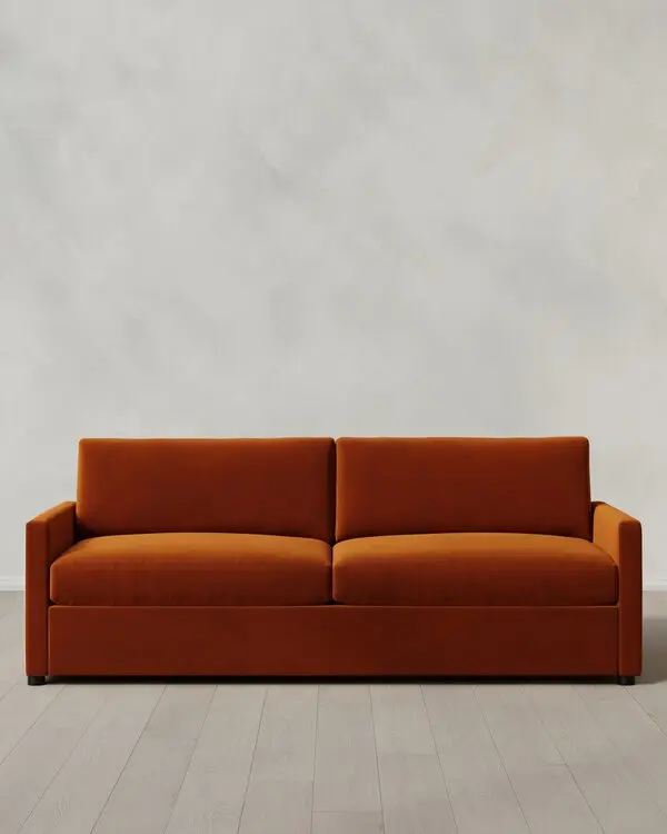 Quince Brennan Sofa In Performance Velvet - Rust