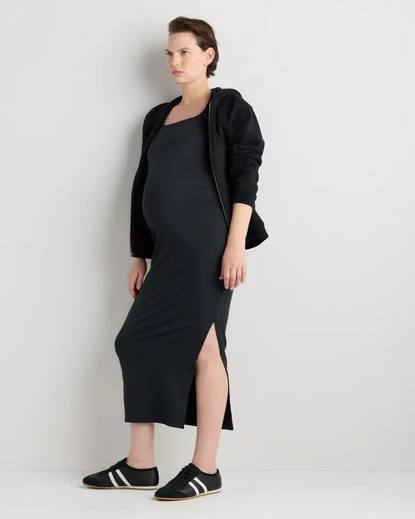 Quince Ultra-soft Maternity Midi Dress - Heather Black