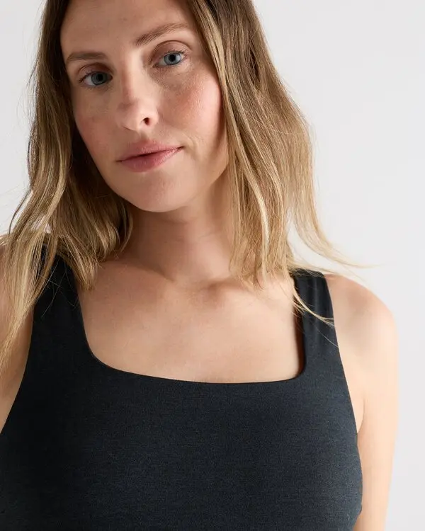 Quince Ultra-soft Maternity Midi Dress - Heather Black