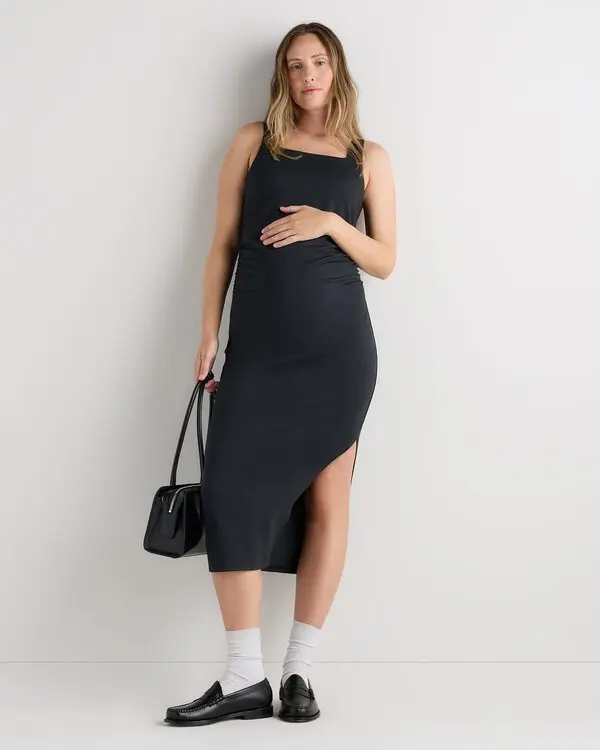 Quince Ultra-soft Maternity Midi Dress - Heather Black