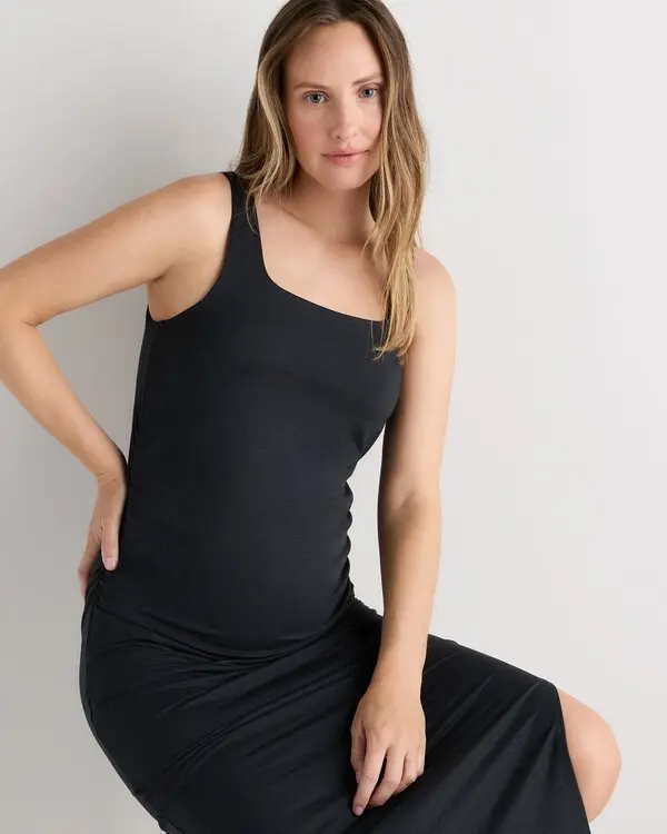 Quince Ultra-soft Maternity Midi Dress - Heather Black