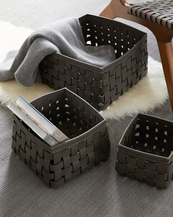 Quince Recycled Woven Leather Baskets