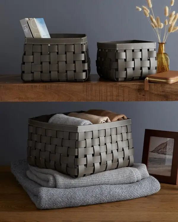 Quince Recycled Woven Leather Baskets