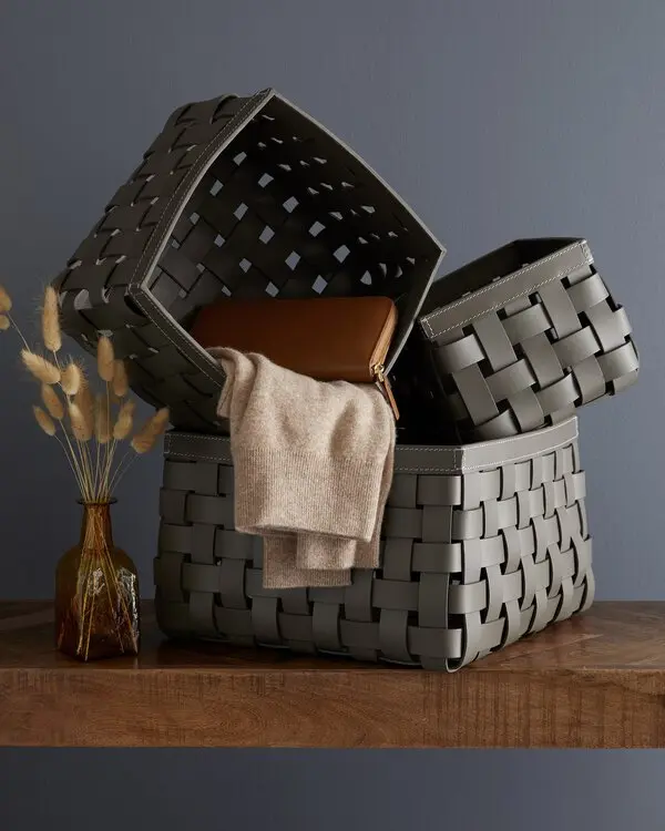 Quince Recycled Woven Leather Baskets