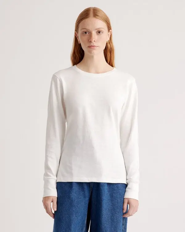 Quince Slub Long Sleeve T-shirt - White