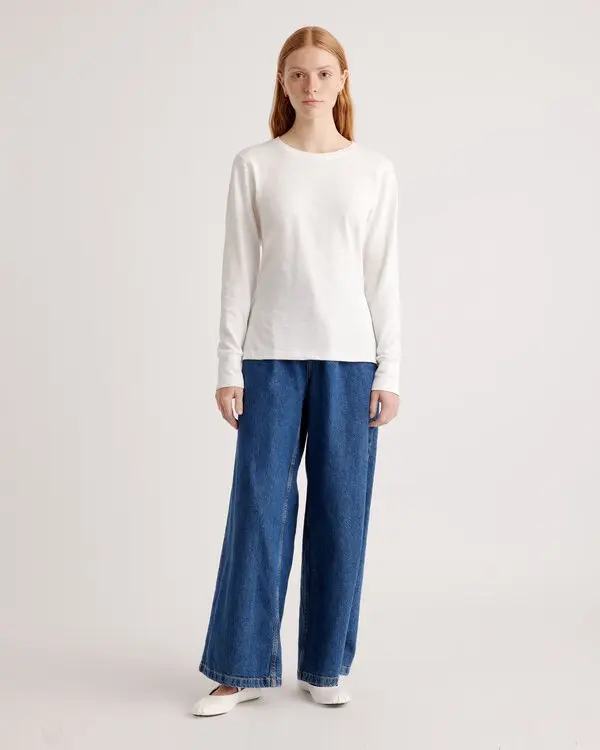Quince Slub Long Sleeve T-shirt - White