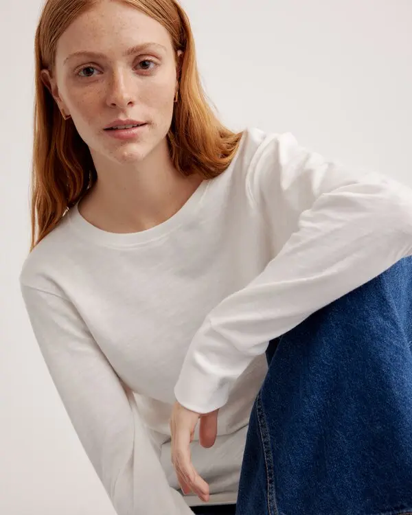 Quince Slub Long Sleeve T-shirt - White