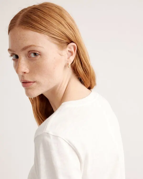Quince Slub Long Sleeve T-shirt - White