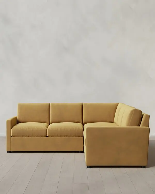 Quince Brennan L Sectional In Performance Velvet - Caramel