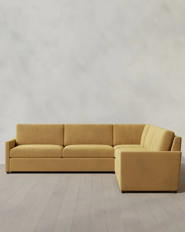 Quince Brennan L Sectional In Performance Velvet - Caramel
