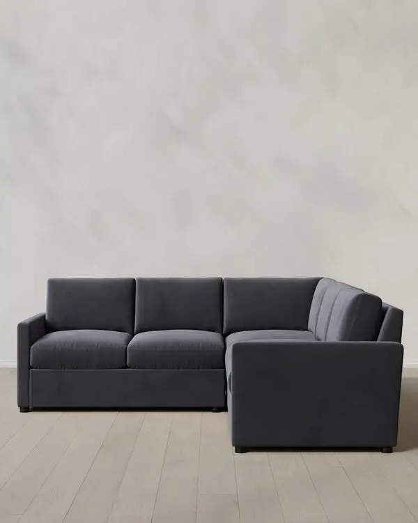 Quince Brennan L Sectional In Performance Velvet - Gunmetal
