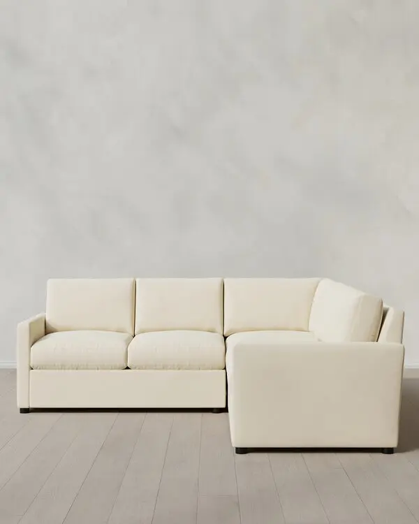 Quince Brennan L Sectional In Performance Velvet - Ivory