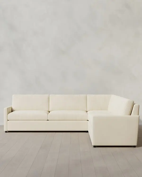 Quince Brennan L Sectional In Performance Velvet - Ivory