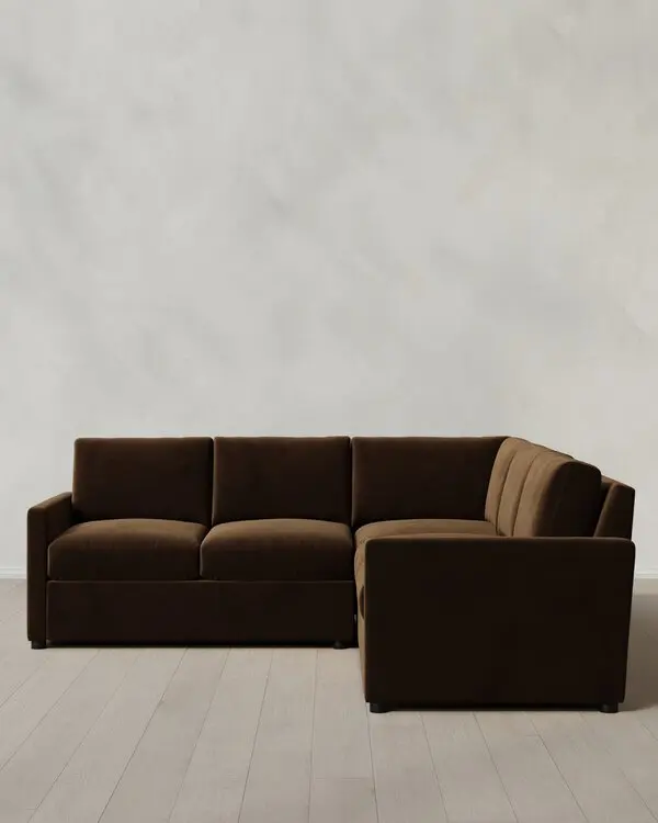 Quince Brennan L Sectional In Performance Velvet - Java