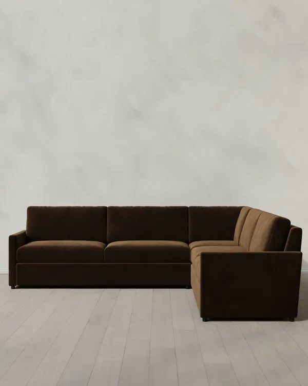 Quince Brennan L Sectional In Performance Velvet - Java