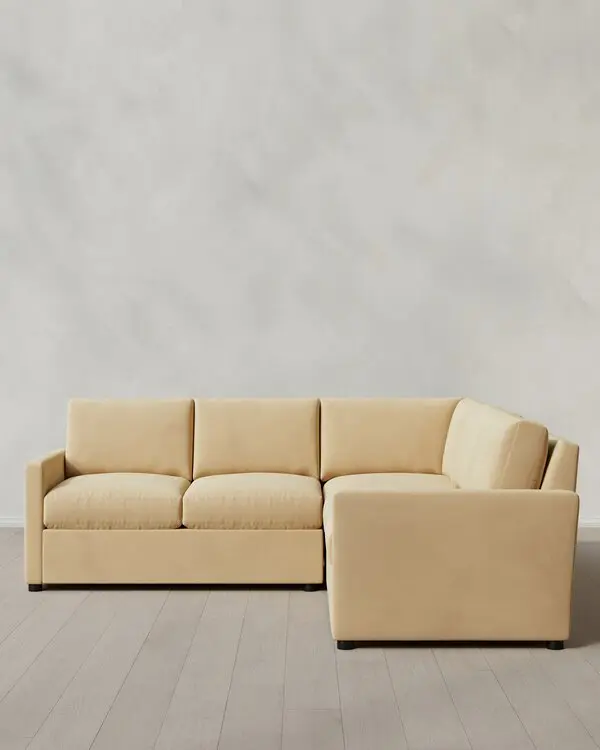 Quince Brennan L Sectional In Performance Velvet - Linen
