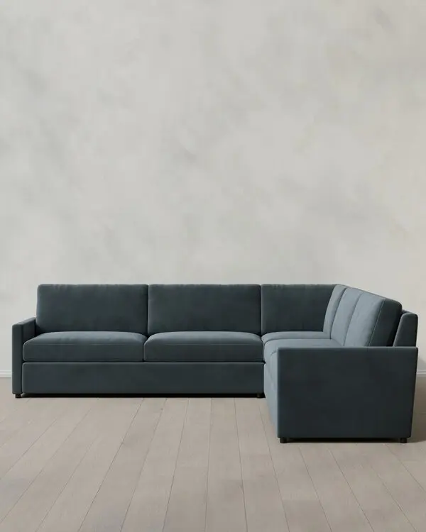 Quince Brennan L Sectional In Performance Velvet - Pine