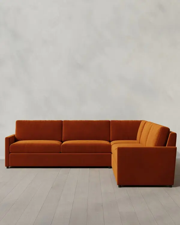 Quince Brennan L Sectional In Performance Velvet - Rust