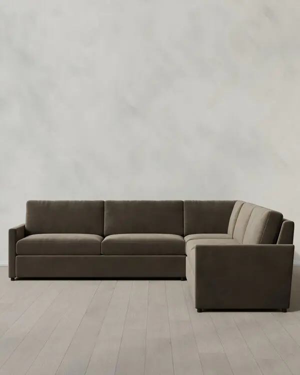 Quince Brennan L Sectional In Performance Velvet - Sable