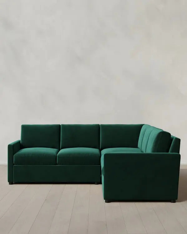 Quince Brennan L Sectional In Performance Velvet - Spruce