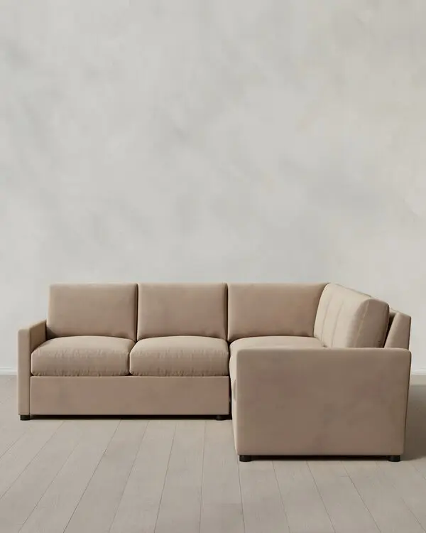 Quince Brennan L Sectional In Performance Velvet - Taupe