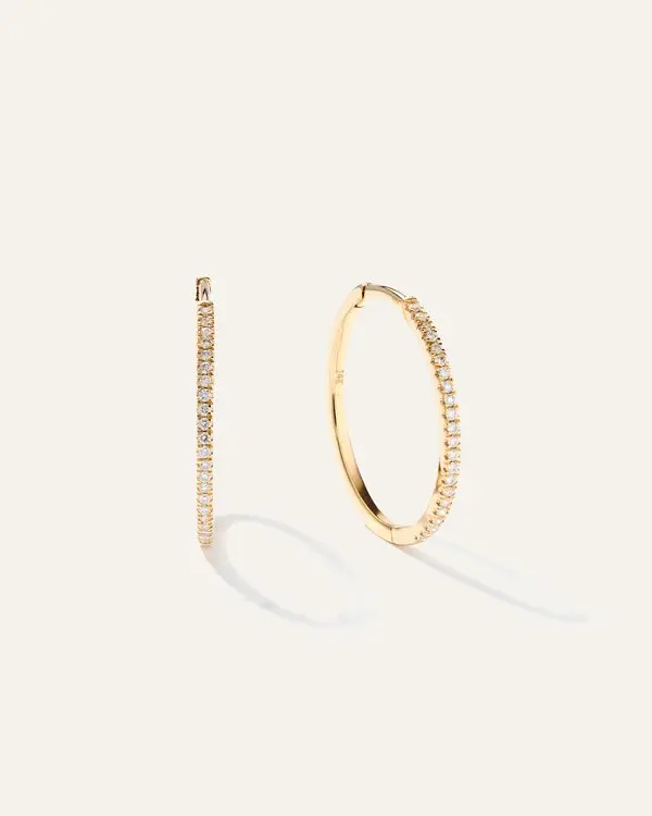 Quince 14k Gold Diamond Pave Hoop Earrings - Yellow Gold