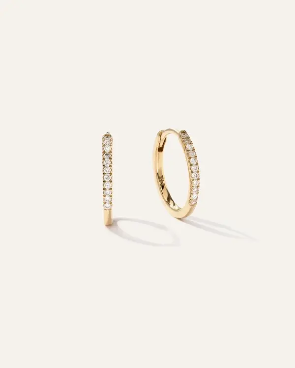 Quince 14k Gold Diamond Pave Hoop Earrings - Yellow Gold