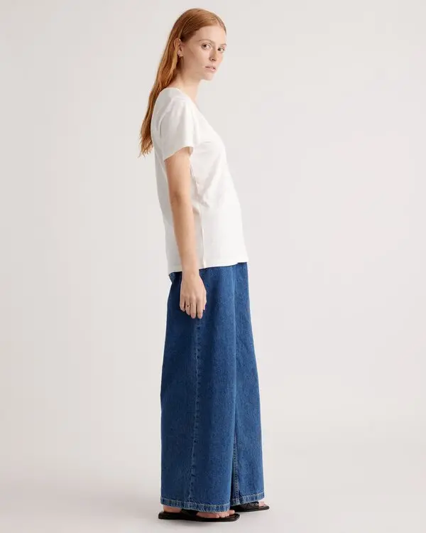 Quince Organic Cotton Slub V-neck Tee