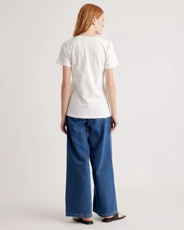 Quince Organic Cotton Slub V-neck Tee