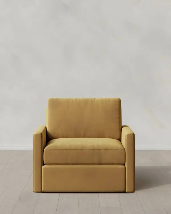 Quince Brennan Swivel Chair In Performance Velvet - Caramel