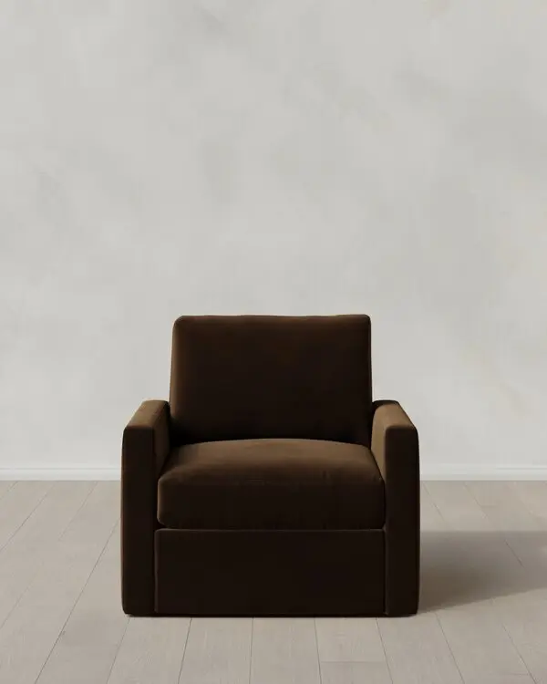 Quince Brennan Swivel Chair In Performance Velvet - Java
