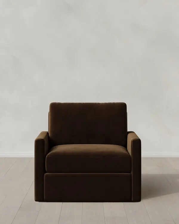 Quince Brennan Swivel Chair In Performance Velvet - Java