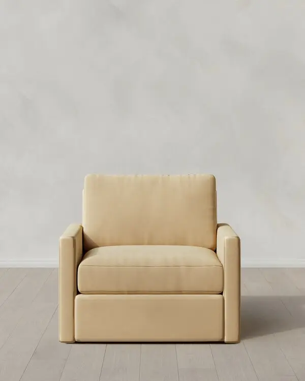 Quince Brennan Swivel Chair In Performance Velvet - Linen