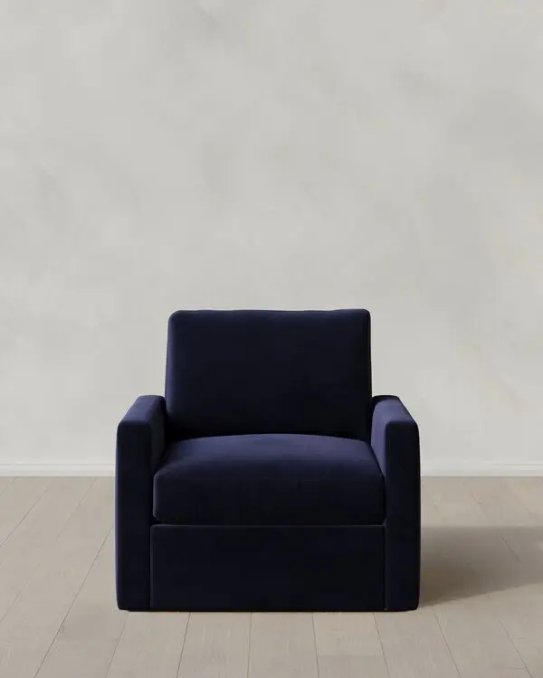 Quince Brennan Swivel Chair In Performance Velvet - Midnight