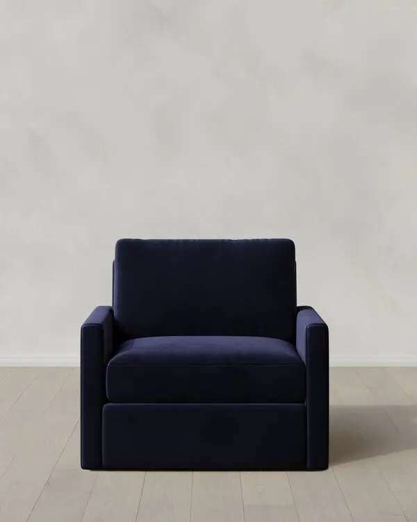 Quince Brennan Swivel Chair In Performance Velvet - Midnight