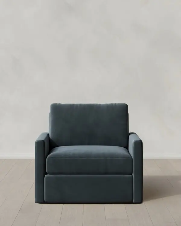 Quince Brennan Swivel Chair In Performance Velvet - Pine