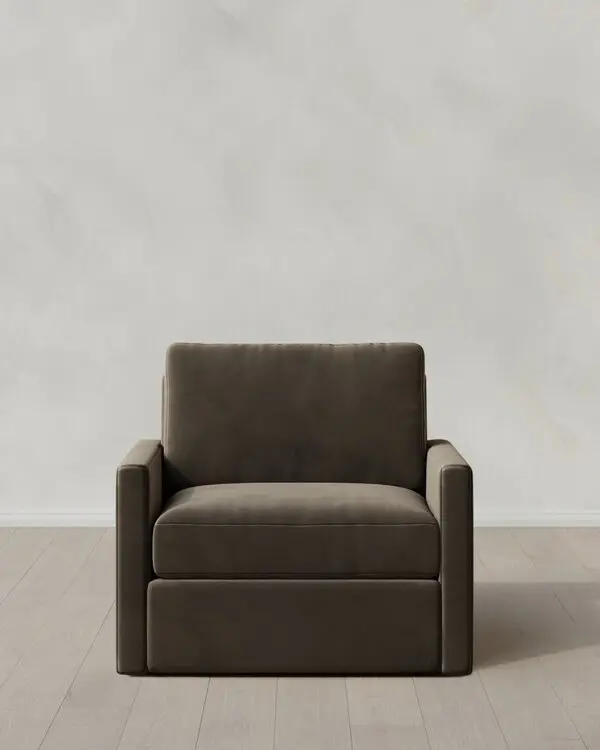 Quince Brennan Swivel Chair In Performance Velvet - Sable